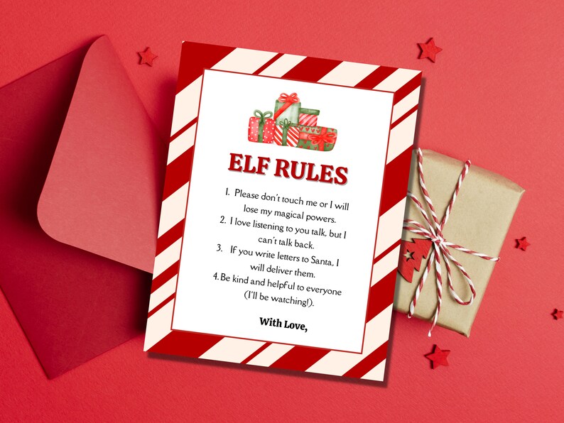 Elf Rules Sign Printable | Elf Arrival Shelf Rules | Christmas Elf ...