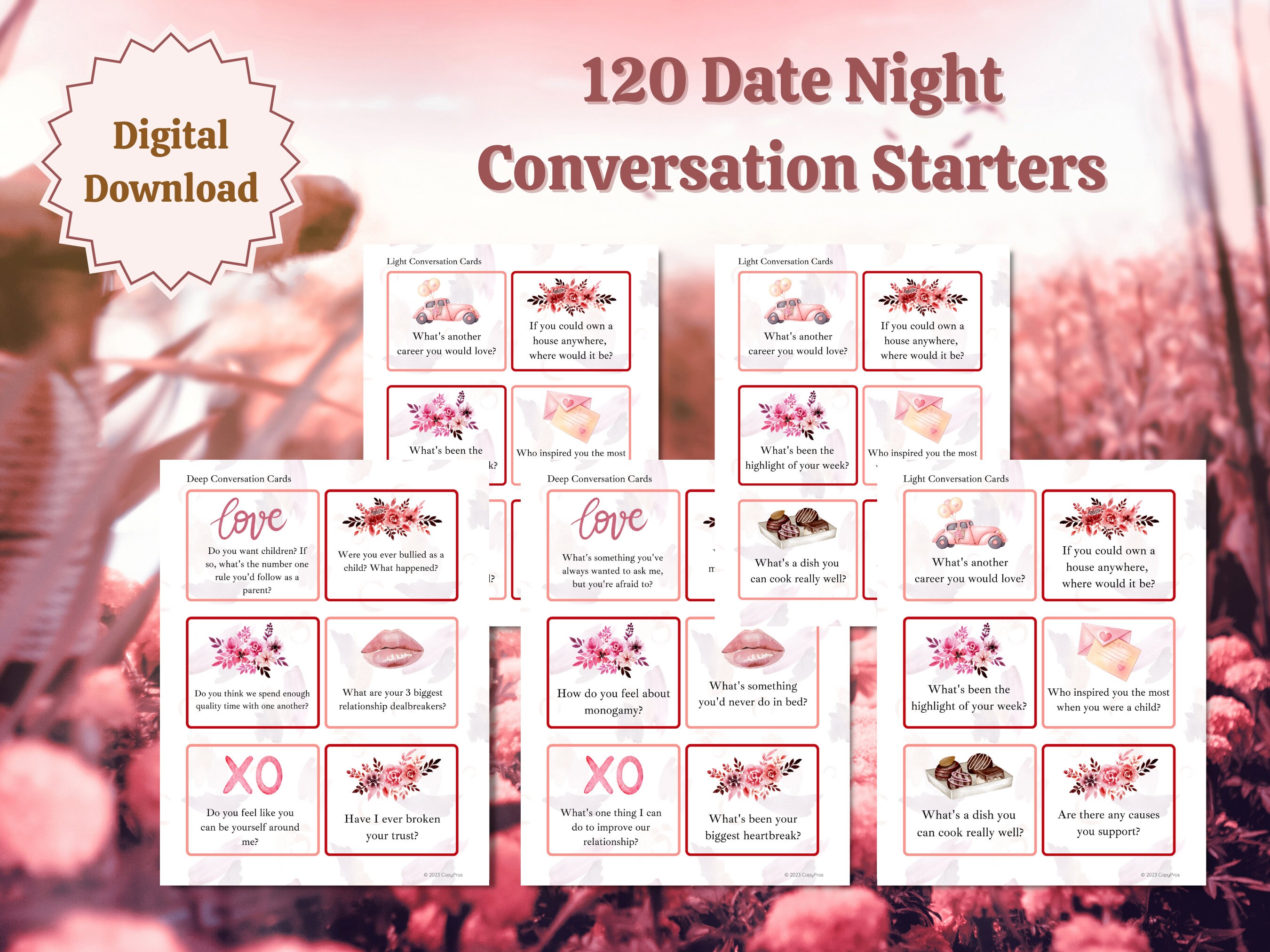 120 Date Night Conversation Cards Romantic Conversation Starters ...