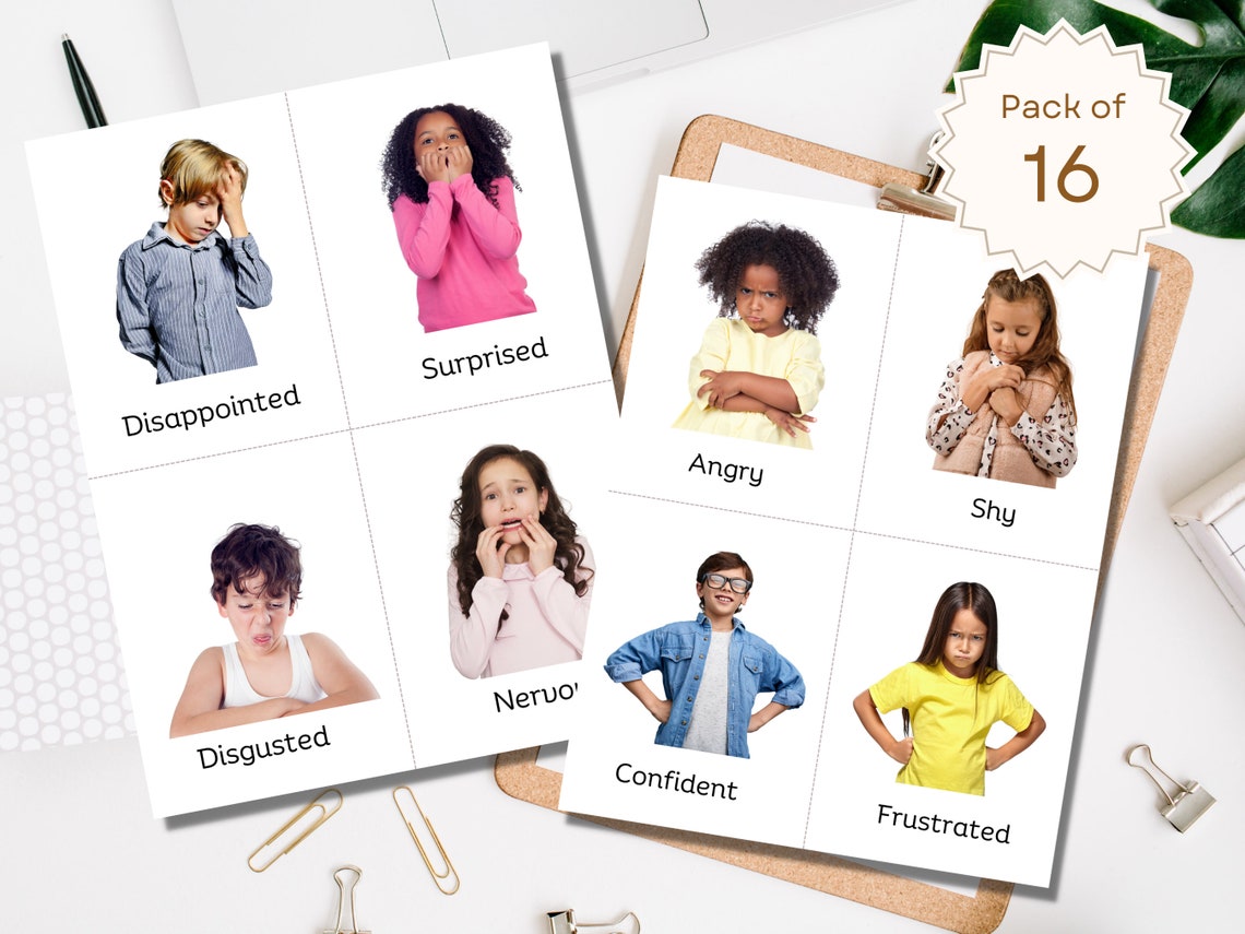 Real Photos Emotion Flashcards | Printable Emotion Cards | Feelings Flashcards With Real ...