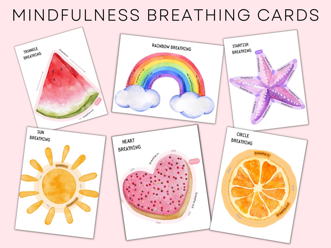 Mindfulness Breathing Exercises for Kids | 12 Breathing Cards | Calming ...