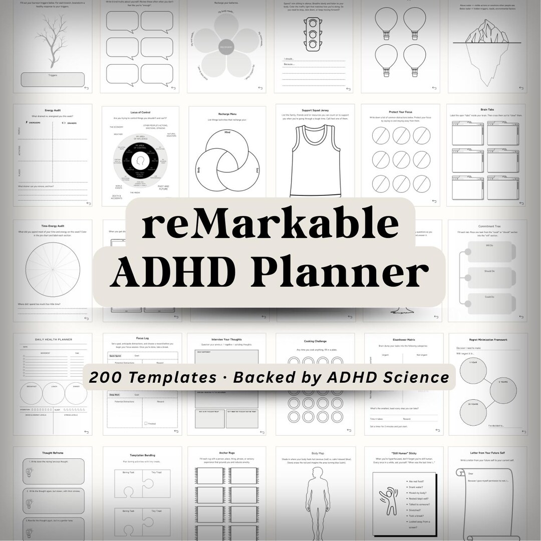 Remarkable ADHD Planner | 200 Pages | Based on ADHD Science | 2026 ...