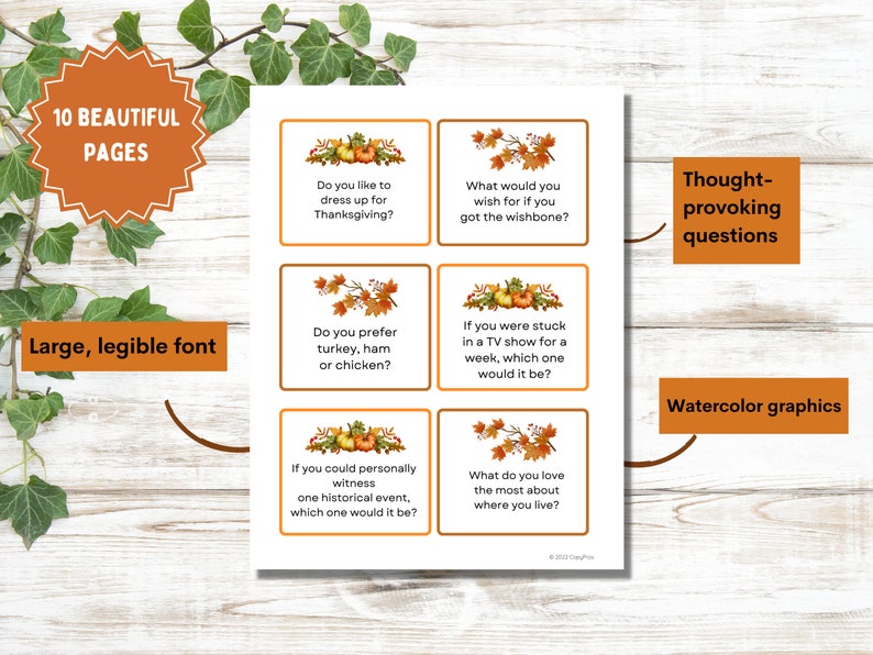 60 Thanksgiving Conversation Cards | Family Friendly Conversation ...