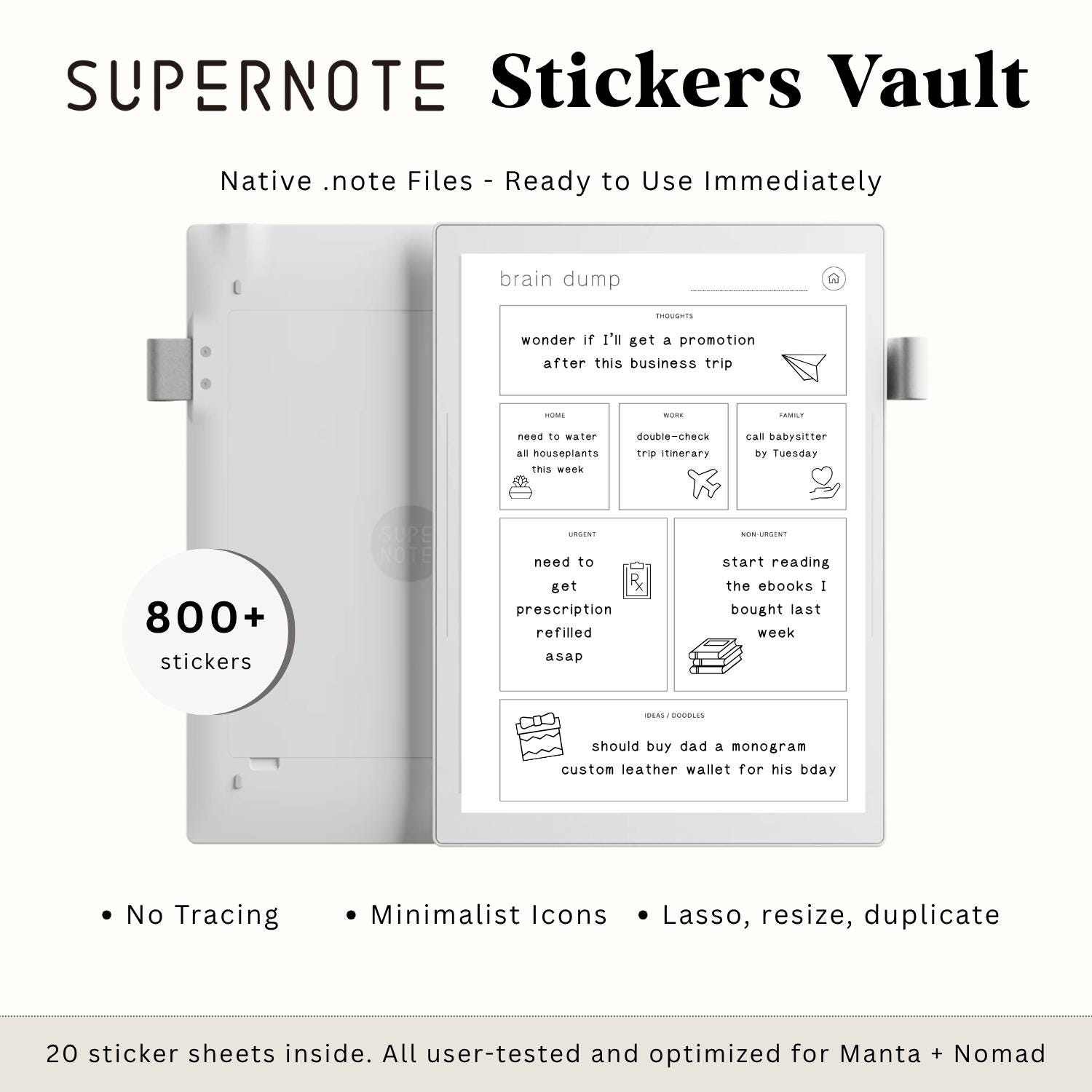 No Trace 800+ Supernote Stickers Vault | Minimalist Digital Icons for ...