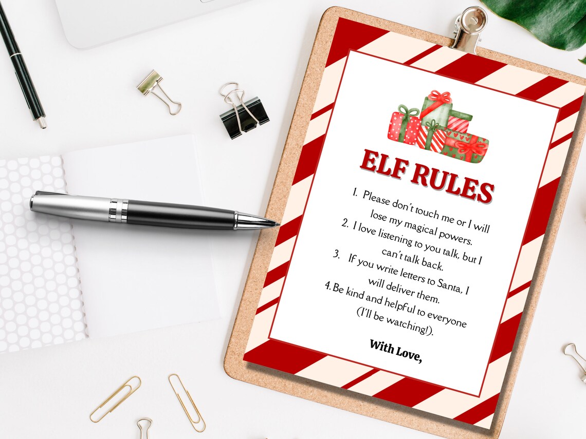 Elf Rules Sign Printable | Elf Arrival Shelf Rules | Christmas Elf ...