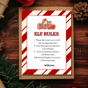 Elf Rules Sign Printable | Elf Arrival Shelf Rules | Christmas Elf ...