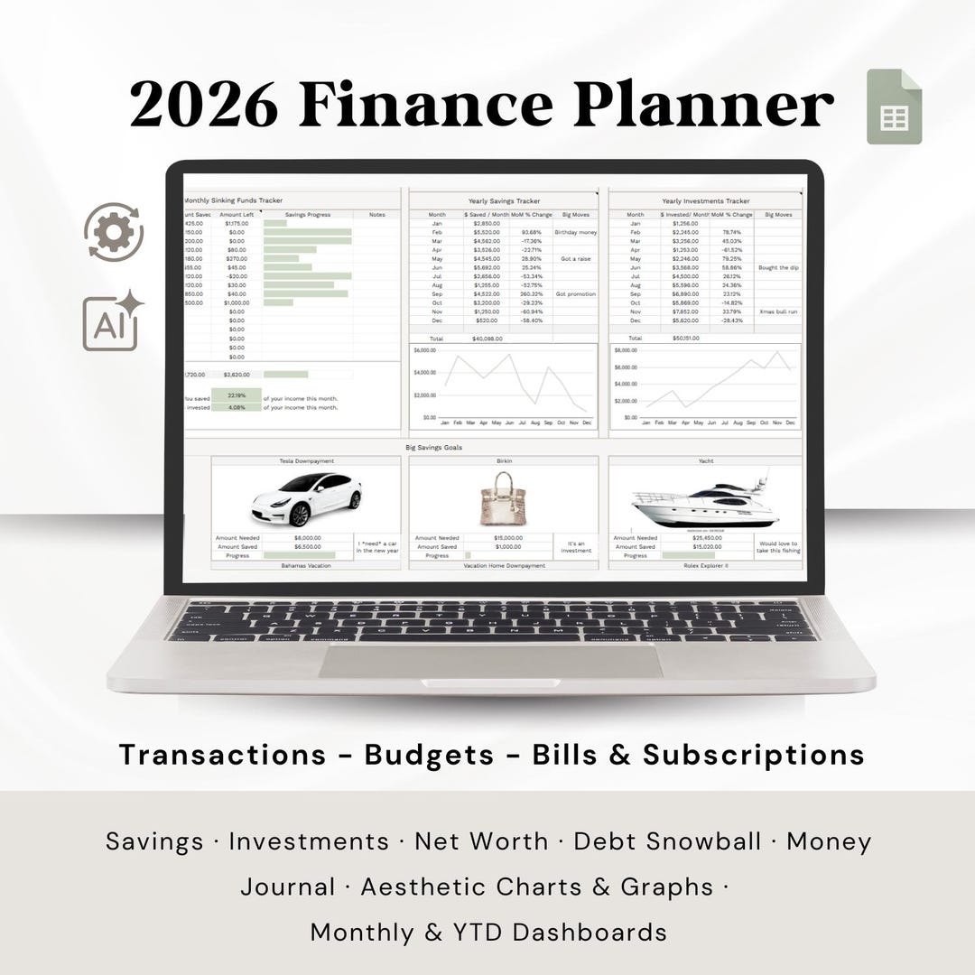 2026 Finance Planner | Aesthetic Budget Tracker Google Sheets ...