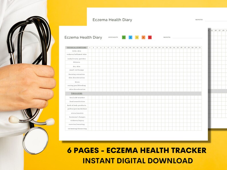 Ultimate Eczema Symptom Tracker Eczema Health Diary Printable Eczema ...