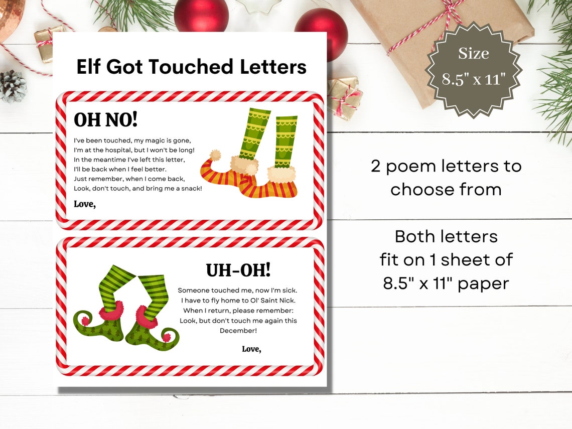 Elf Got Touched Letters | Christmas Elf Printable | Instant Download - Etsy