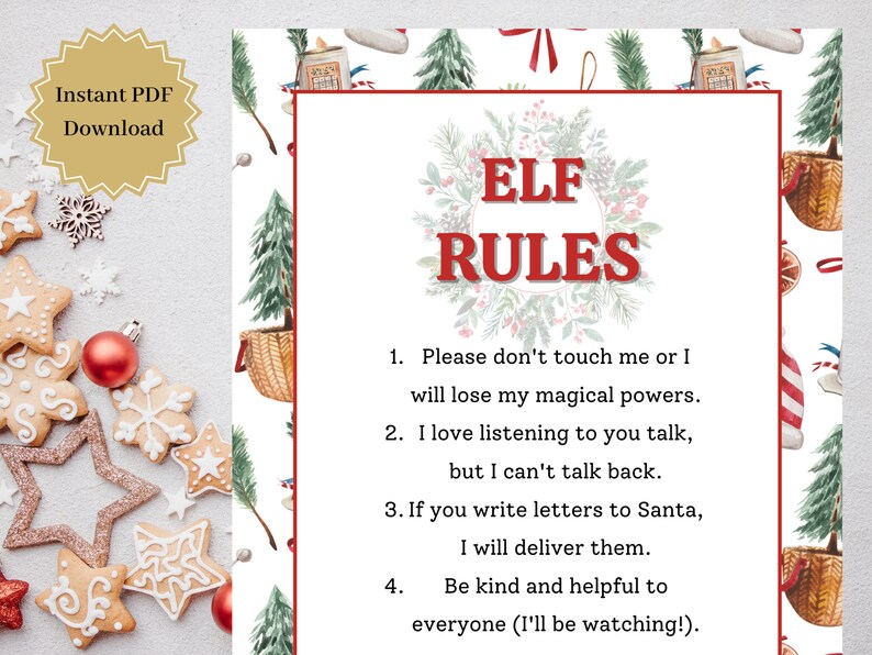 Elf Rules Sign Printable Elf Arrival Shelf Rules Christmas - Etsy Canada