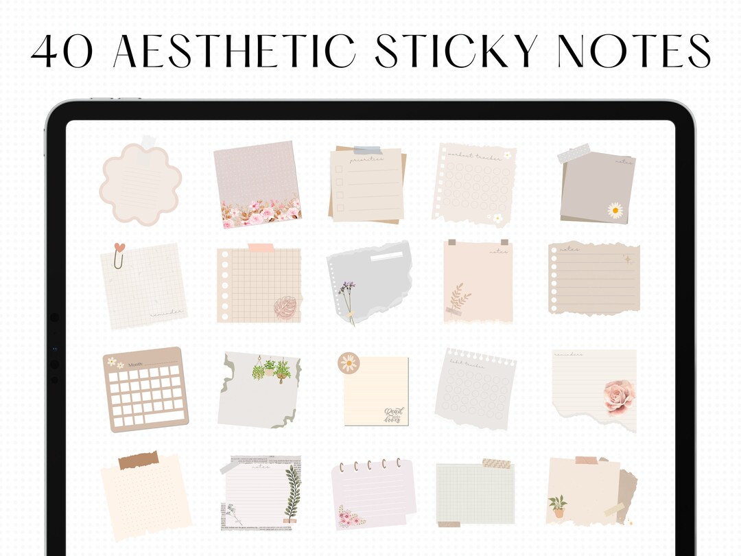40 Aesthetic Goodnotes Sticky Notes Boho Digital Stickers iPad Stickers ...