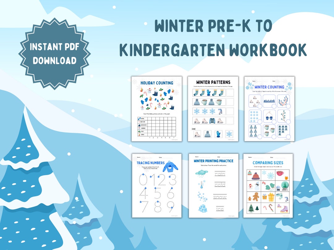 Pre-k Kindergarten Winter Christmas Workbook Instant Download - Etsy
