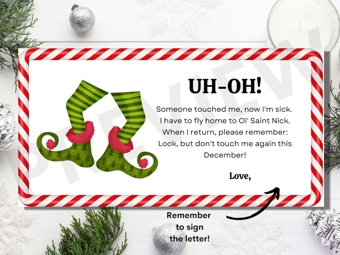 Elf Got Touched Letters | Christmas Elf Printable | Instant Download - Etsy