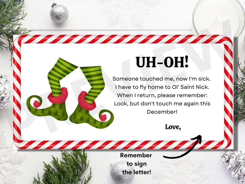 Elf Got Touched Letters | Christmas Elf Printable | Instant Download - Etsy