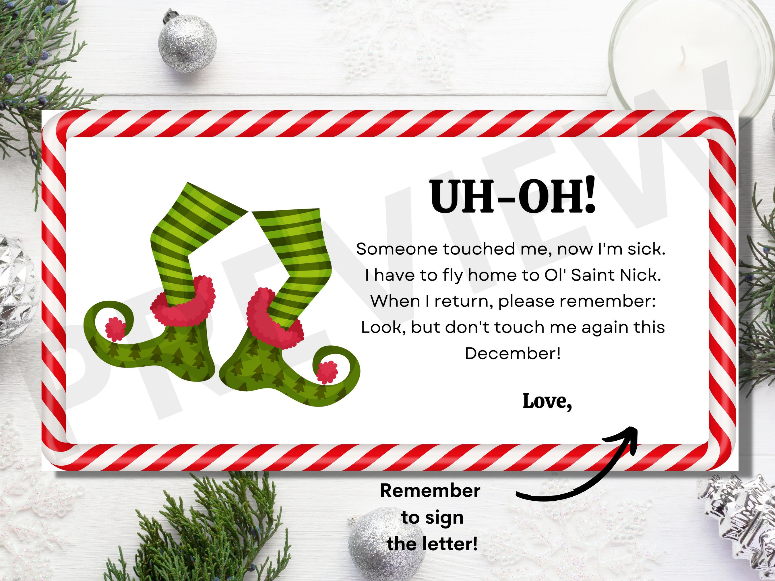 Elf Got Touched Letters | Christmas Elf Printable | Instant Download - Etsy