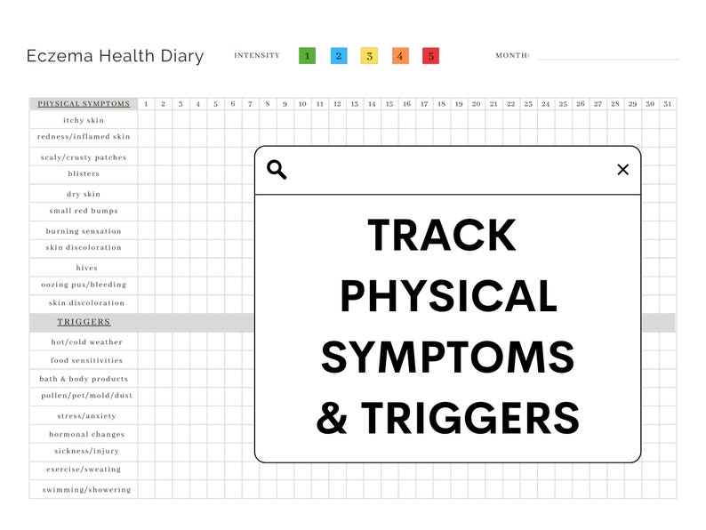 Ultimate Eczema Symptom Tracker Eczema Health Diary Printable Eczema ...