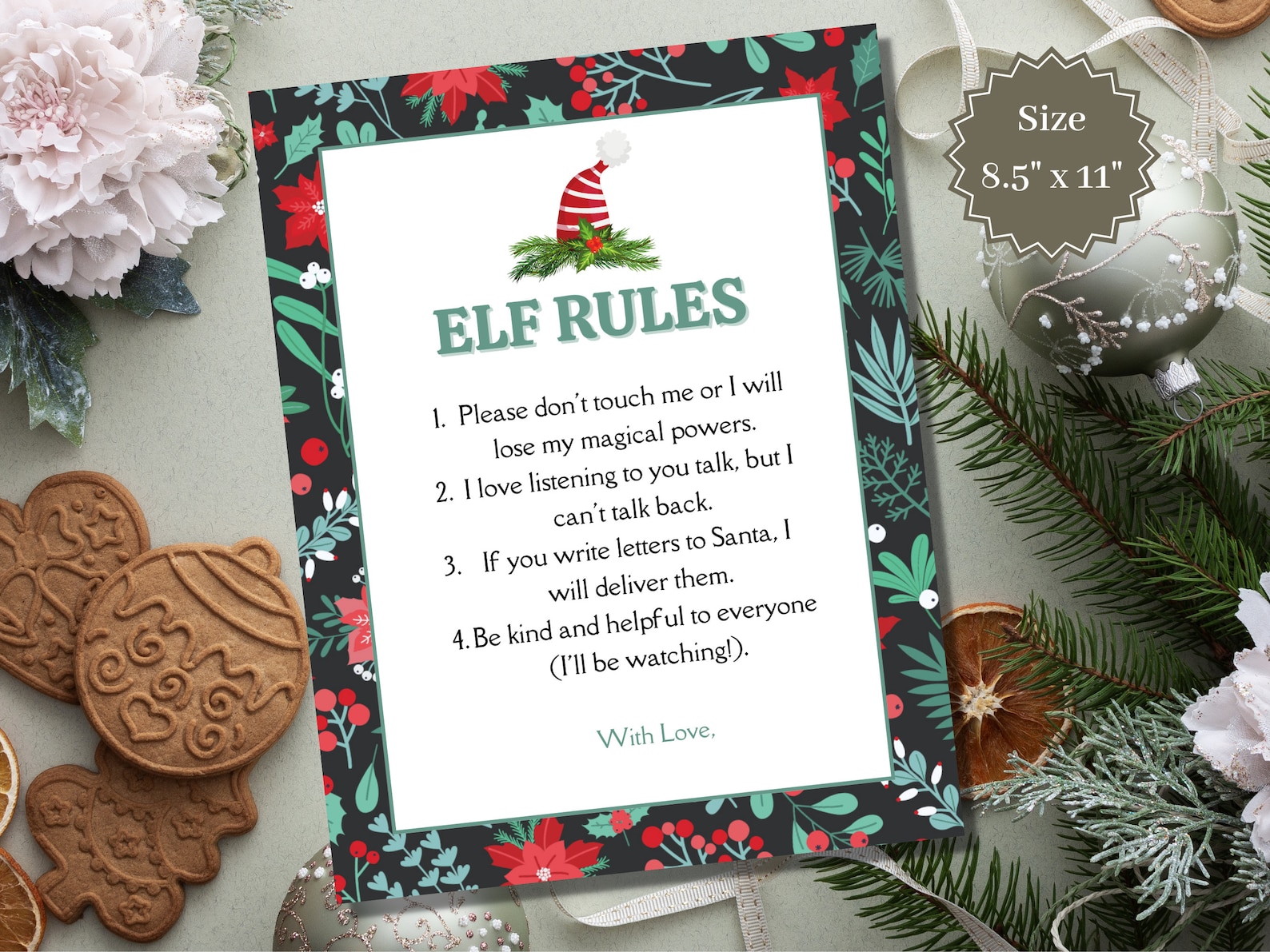 Elf Rules Sign Printable Elf Arrival Shelf Rules Christmas Elf Return ...