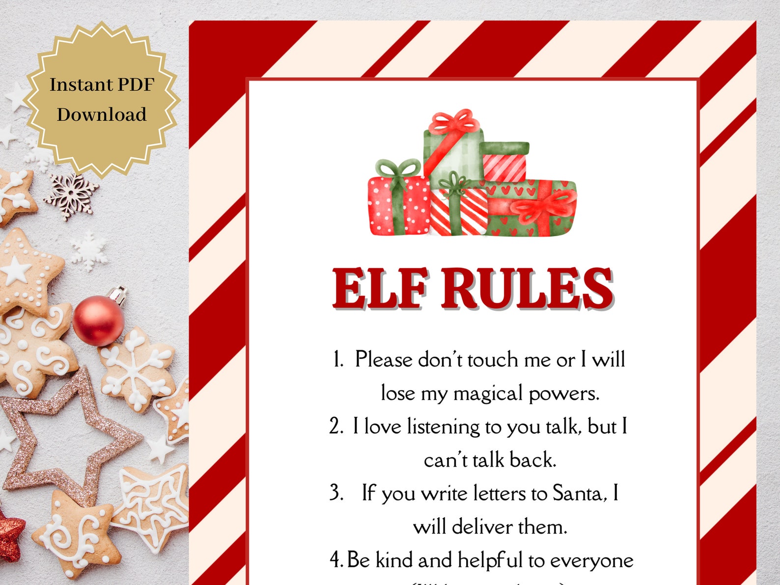 Elf Rules Sign Printable | Elf Arrival Shelf Rules | Christmas Elf ...