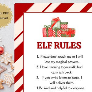 Elf Rules Sign Printable | Elf Arrival Shelf Rules | Christmas Elf ...