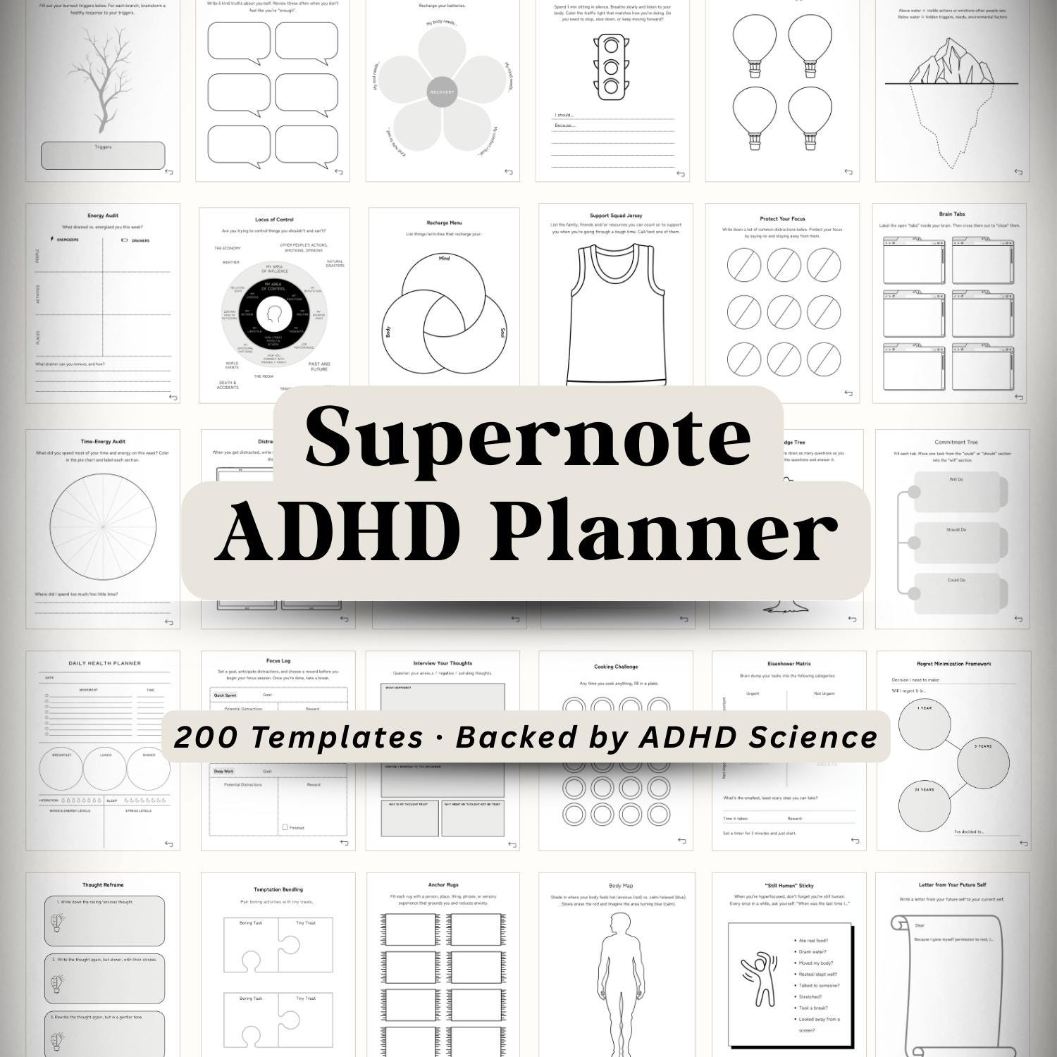 Supernote ADHD Planner | 200 Pages | Based on ADHD Science | 2026 ...