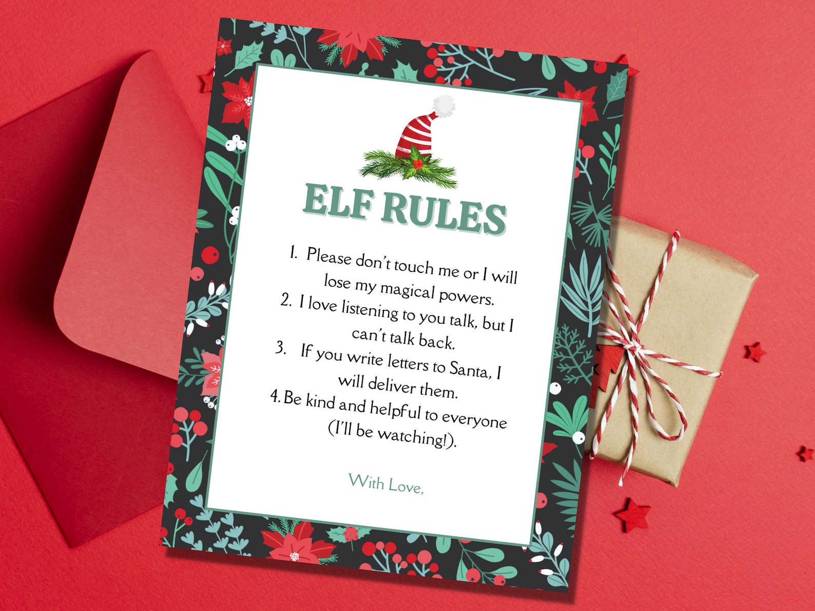Elf Rules Sign Printable Elf Arrival Shelf Rules Christmas Elf Return ...