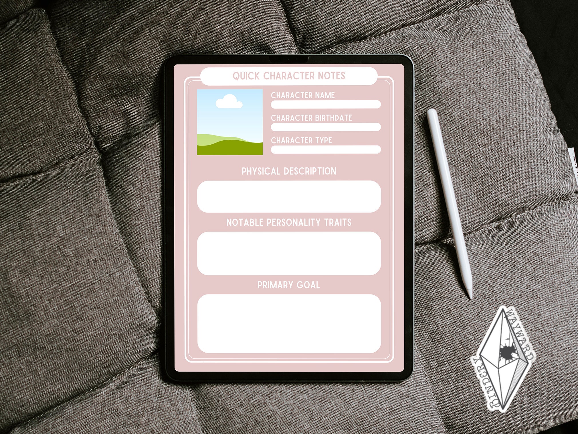 Quick Character Sheet - Novel Writing - Etsy