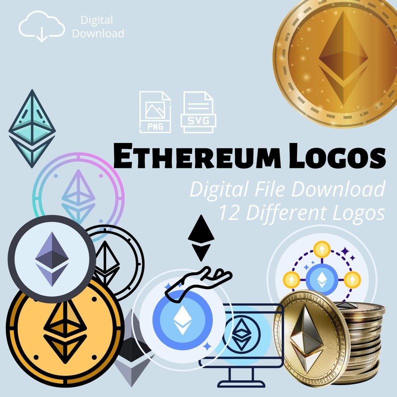 12x Ethereum Logos PNG & SVG Digital Download Cryptocurrency - Instant ...