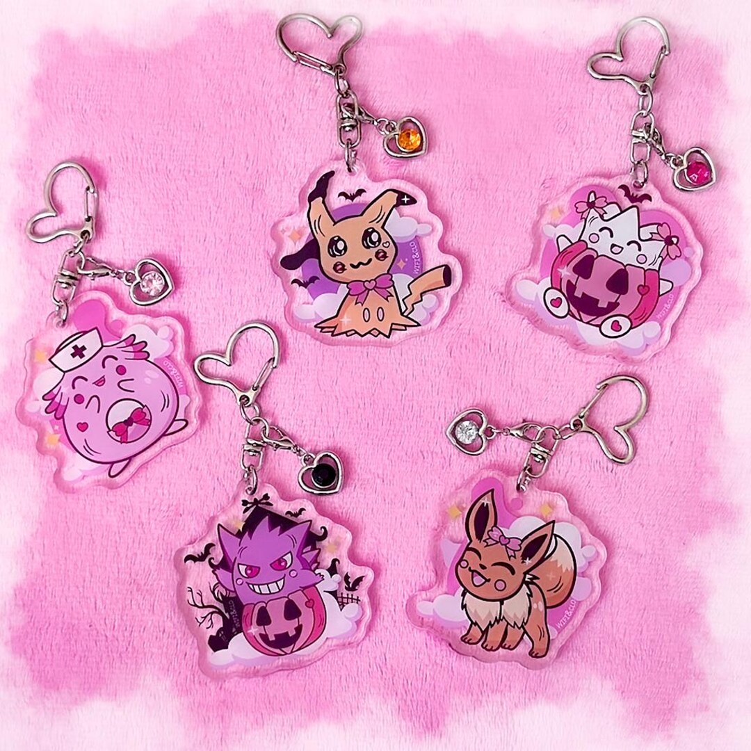 Pokemon Keychain, Togepi, Gengar, Eevee, , Mimikyu Chansey, Kawaii ...