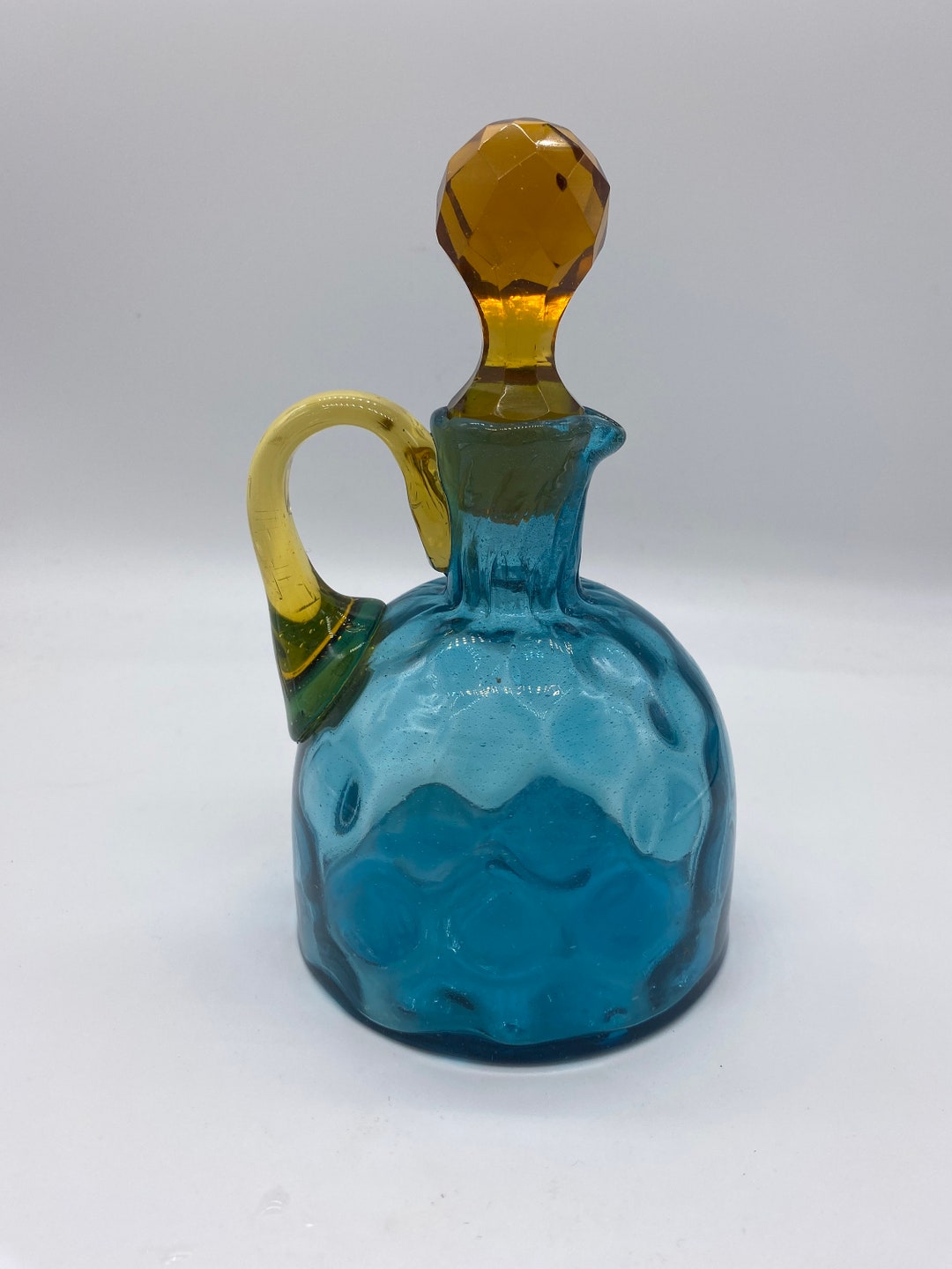 Blue and Amber Glass Cruet and Stopper--antique - Etsy