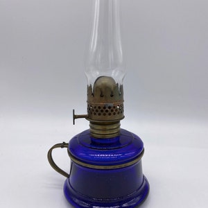 Antique "nutmeg" Oil Lamp in Cobalt Blue. Small Finger Lamp. - Etsy