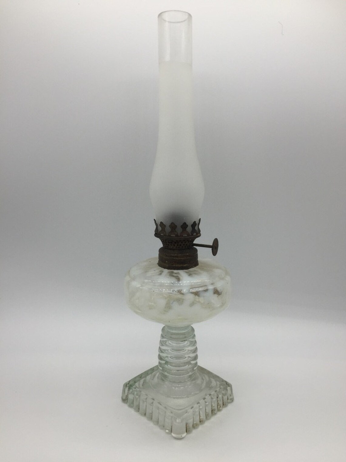 Clear Glass, Frosted Glass, White Spatter Glass Oil Lamptemplate. Fig ...