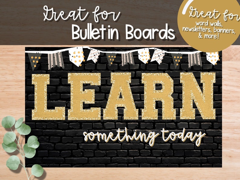 Yellow Varsity Letters Chenille Letters Bulletin Board - Etsy