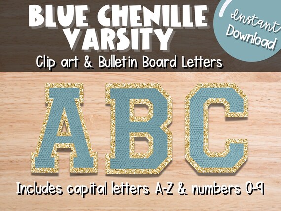 Blue Varsity Letters Chenille Letters Bulletin Board - Etsy