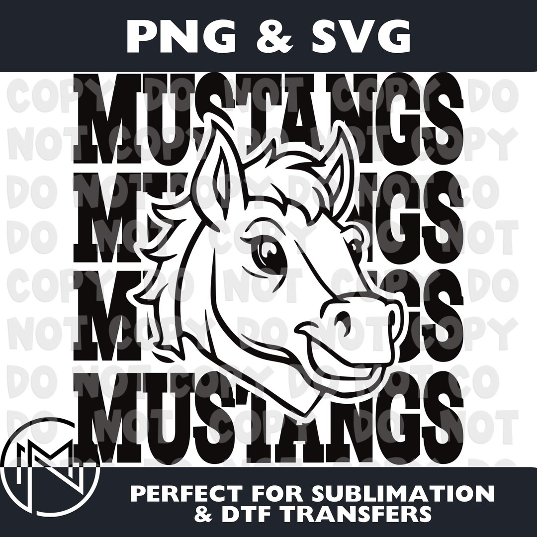 Mustangs Mascot School Spirit Png Svg Design for Htv, Sublimation, UV ...