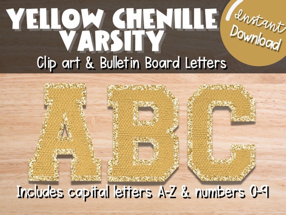 Yellow Varsity Letters Chenille Letters Bulletin Board - Etsy