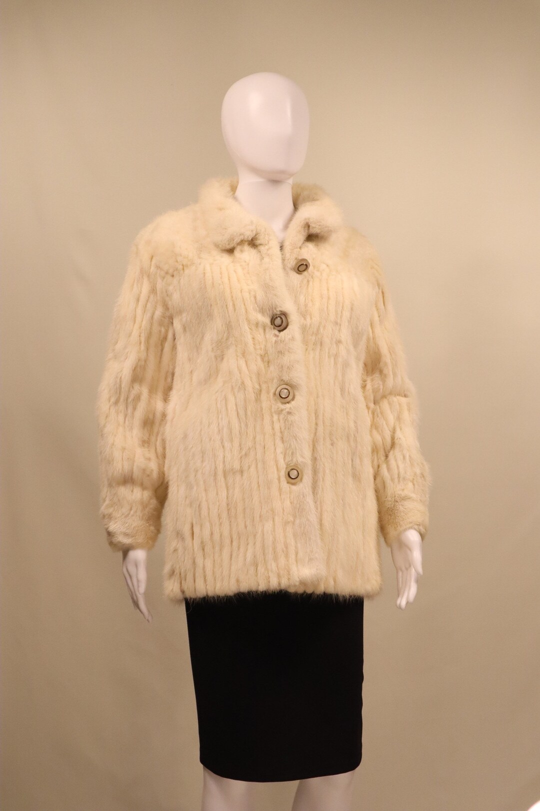 Vintage White Striped Mink Fur Coat - Etsy