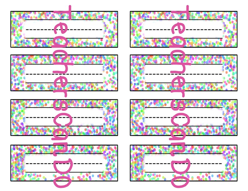 Confetti Labels for Preschool and Daycare - Add a Fun and Colorful ...