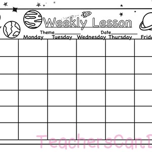 Space Themed Lesson Plan Template - Instant Download - Etsy
