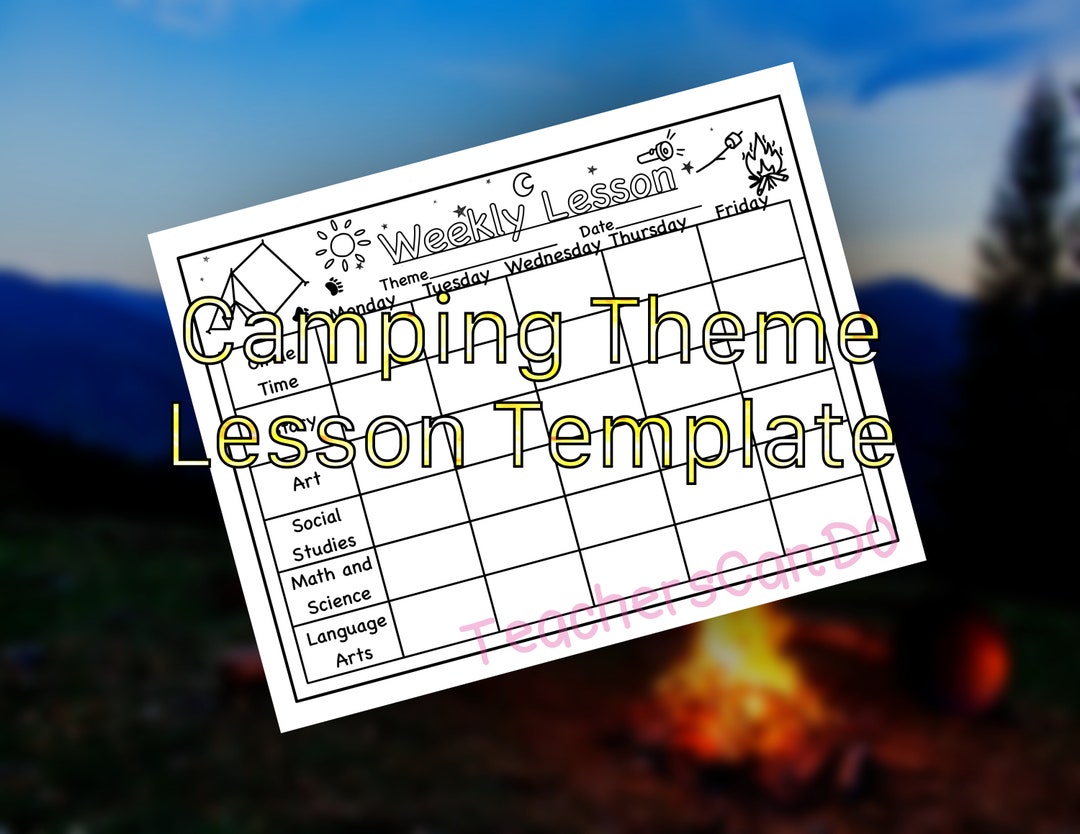 Camping Themed Weekly Lesson Plan Template - Instant Download - Etsy