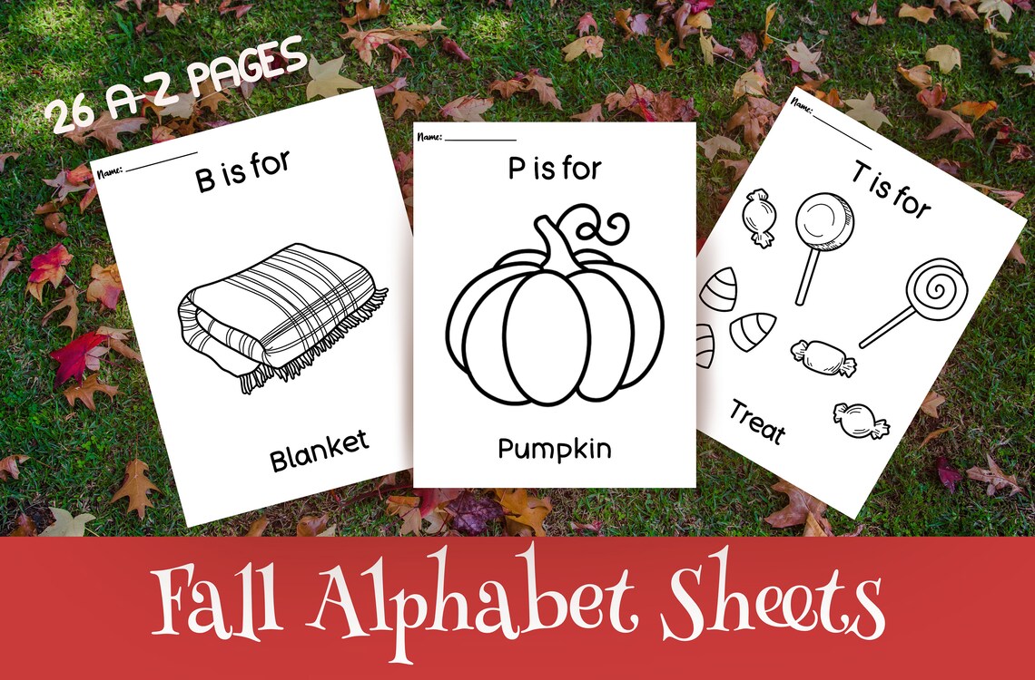 A-Z Fall Themed Letter Sheets - Instant Download - Etsy
