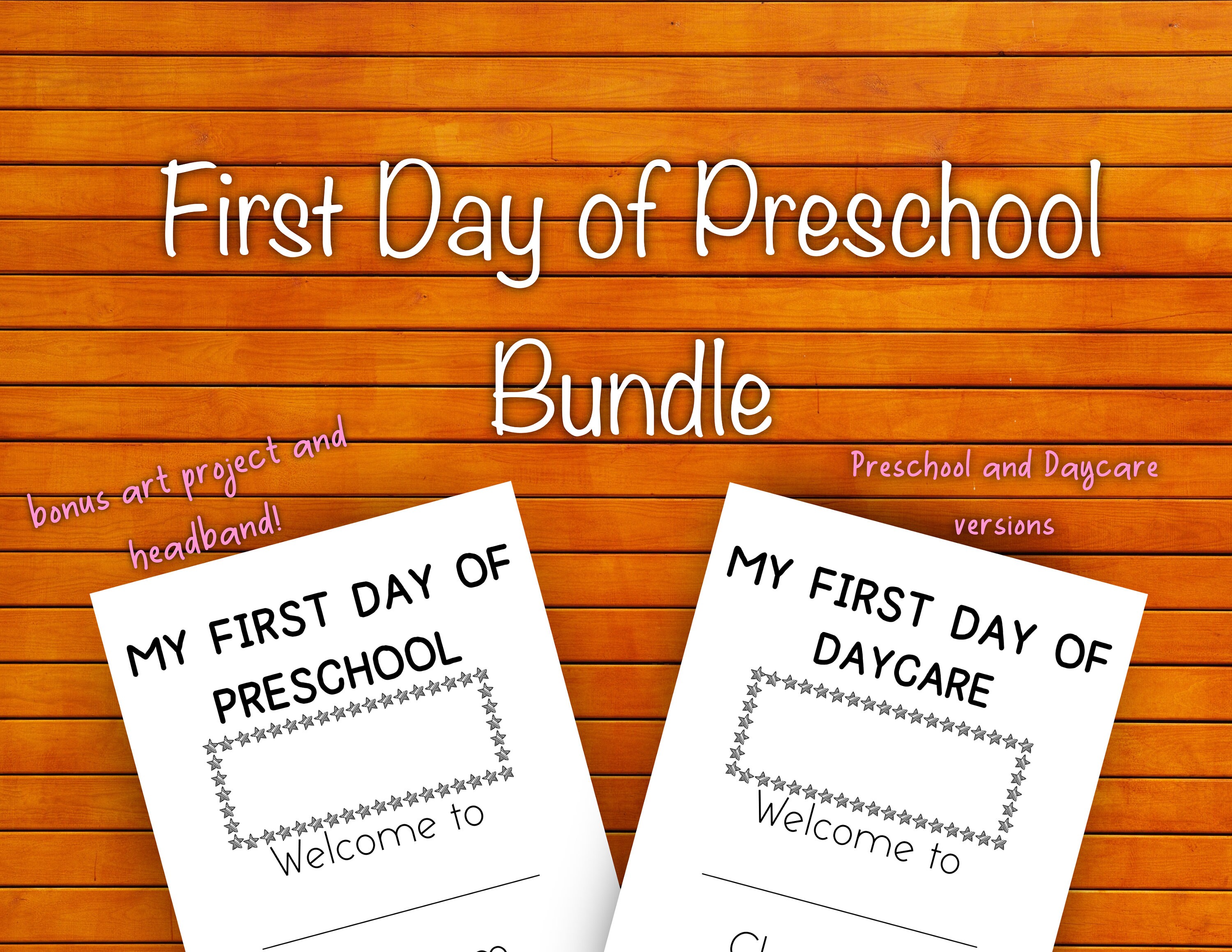 Preschool/daycare First Day/all About Me Bundle 5 Sheets Plus Headband ...