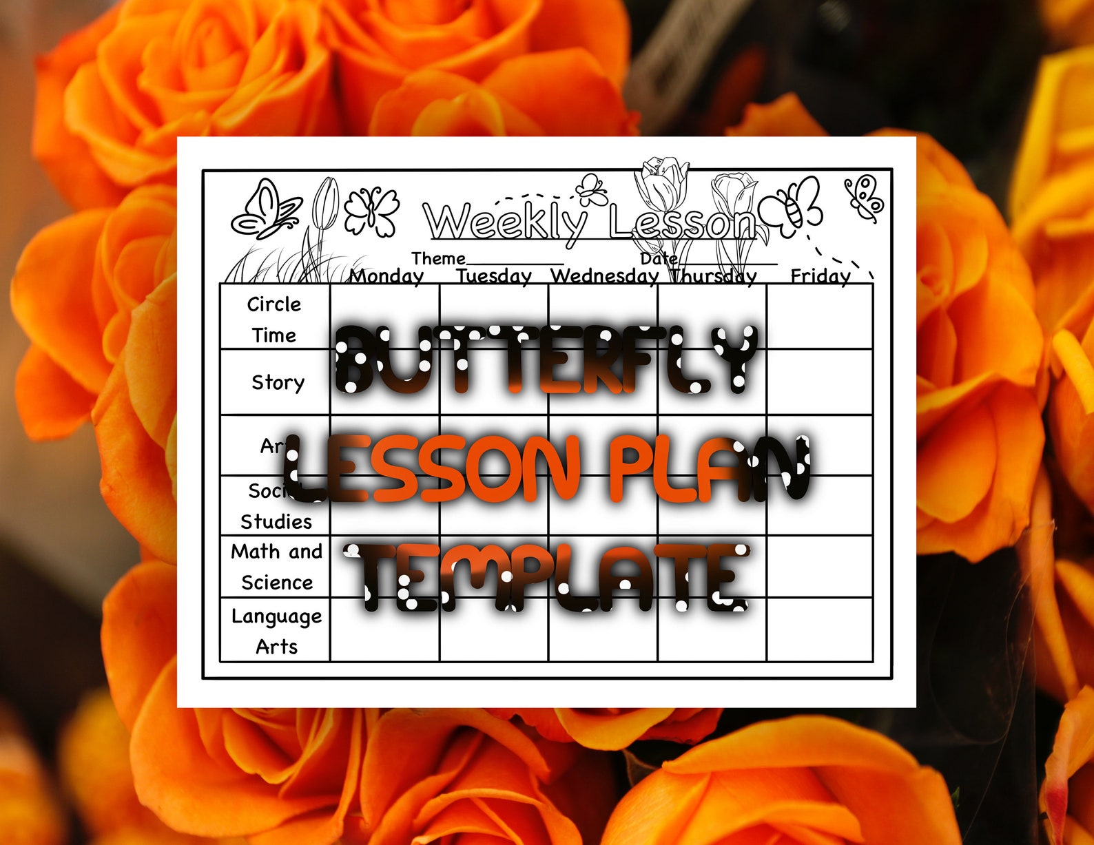 Butterfly Theme Lesson Plan Template - Instant Download - Etsy