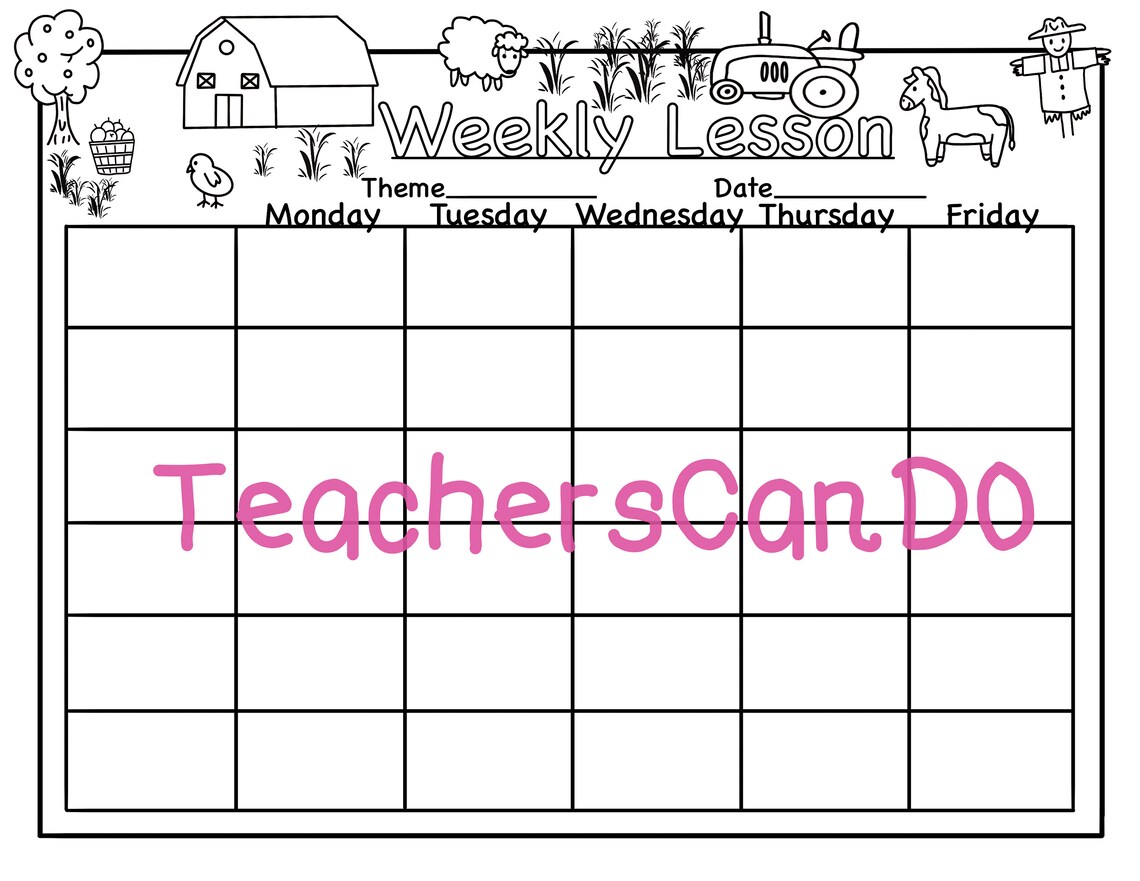 Farm-themed Weekly Lesson Plan Template - Spark Creativity in Your ...