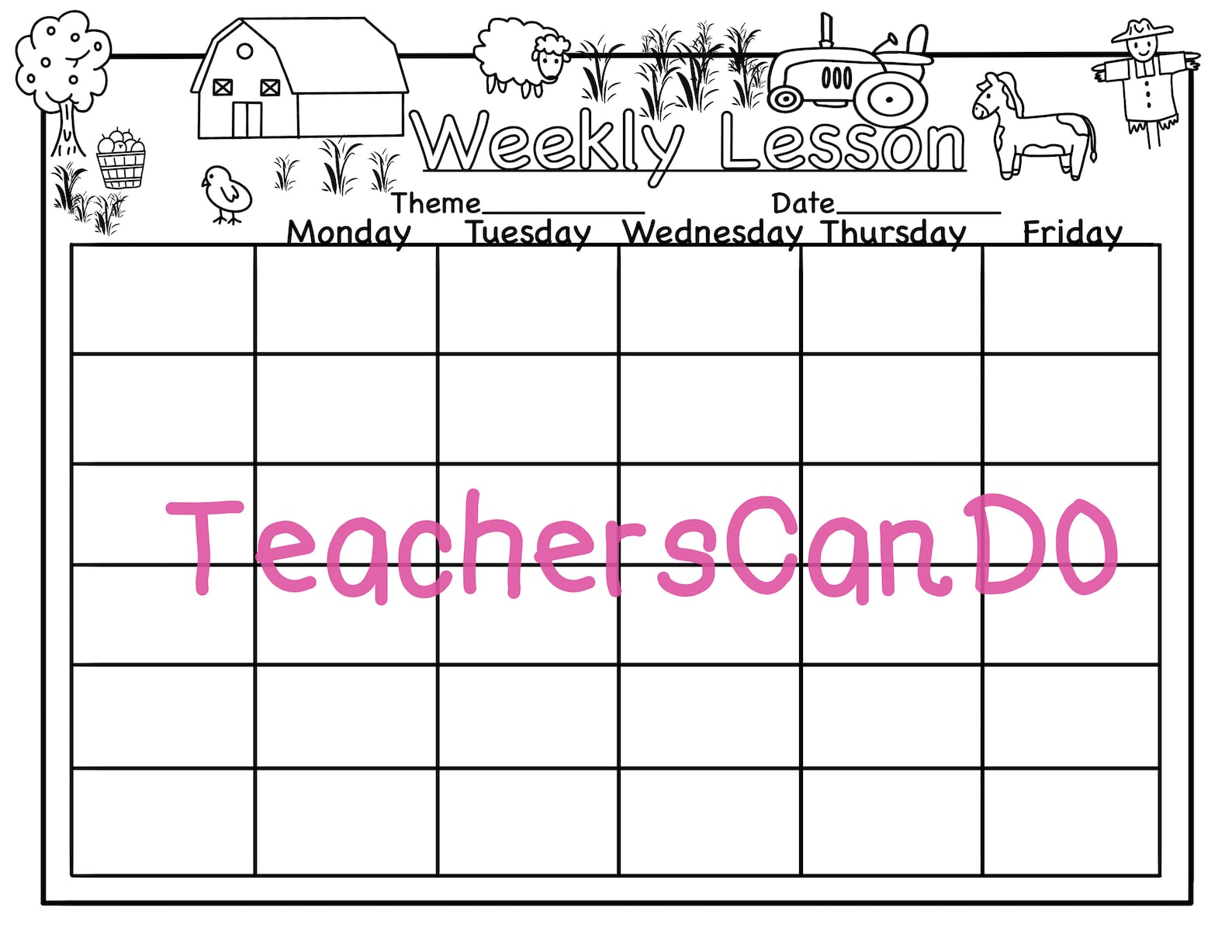 Farm-themed Weekly Lesson Plan Template - Spark Creativity in Your ...
