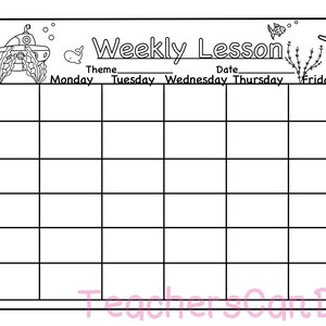Ocean Themed Weekly Lesson Planner - Instant Download - Etsy
