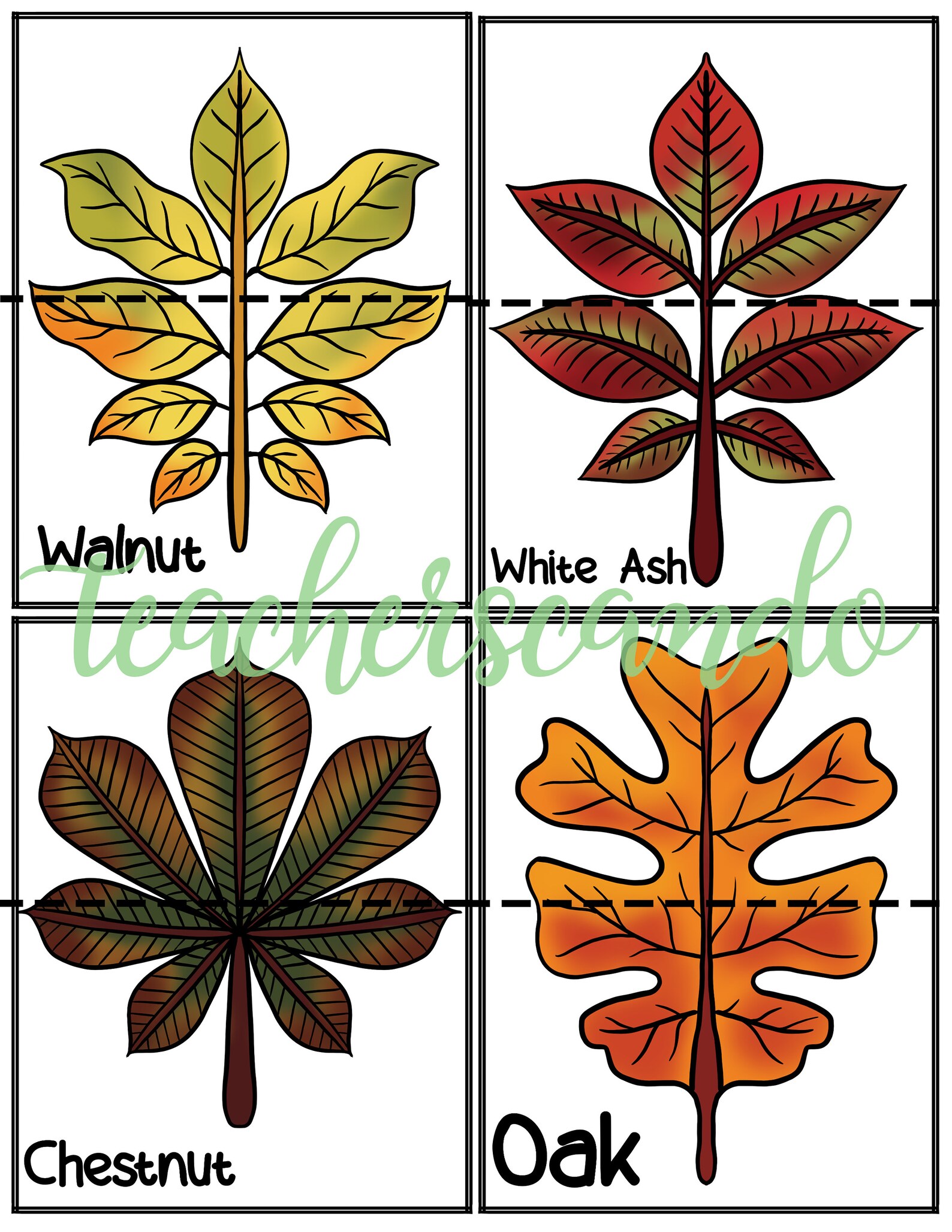 Fall Leaf Matching Game- Printable Activity for Preschool and Daycare ...
