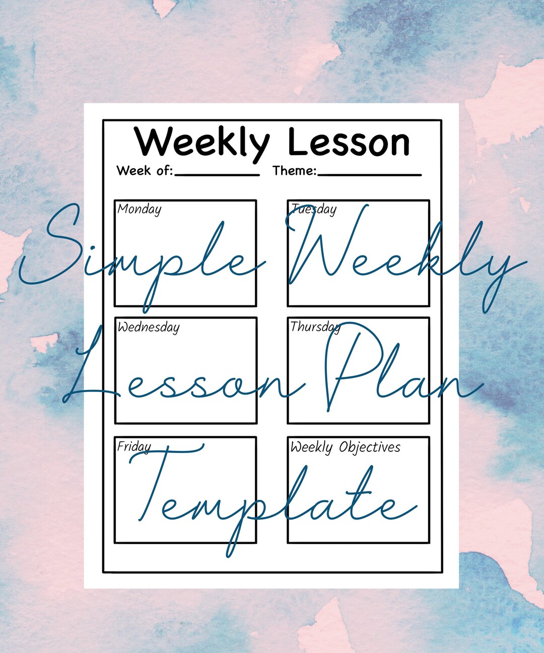 Versatile Weekly Lesson Plan Template - Instant Download - Etsy