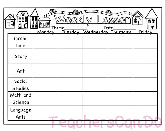 Infant Weekly Lesson Plan-black & White - Etsy