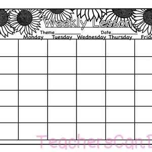 Sunflower Themed Lesson Plan Template - Instant Download - Etsy