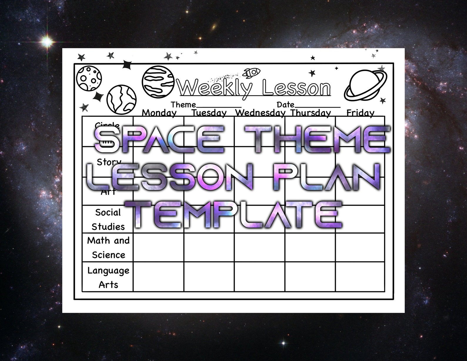 Space Themed Lesson Plan Template - Instant Download - Etsy