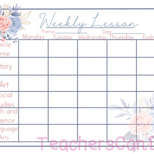 Soft Flowery Design Lesson Plan Template - Instant Download - Etsy